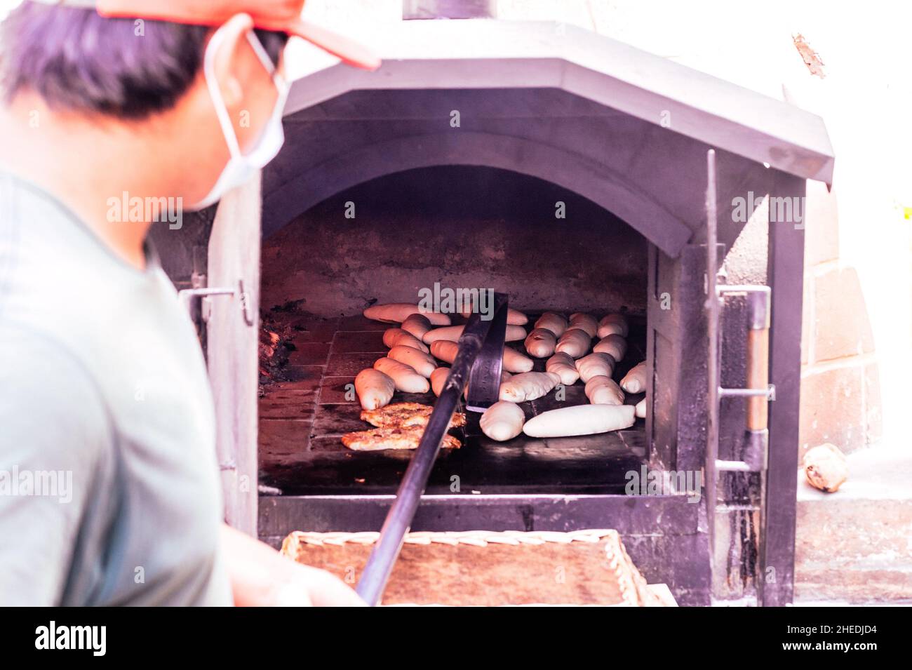 Daily production of bread baked with wood oven with traditional method ...