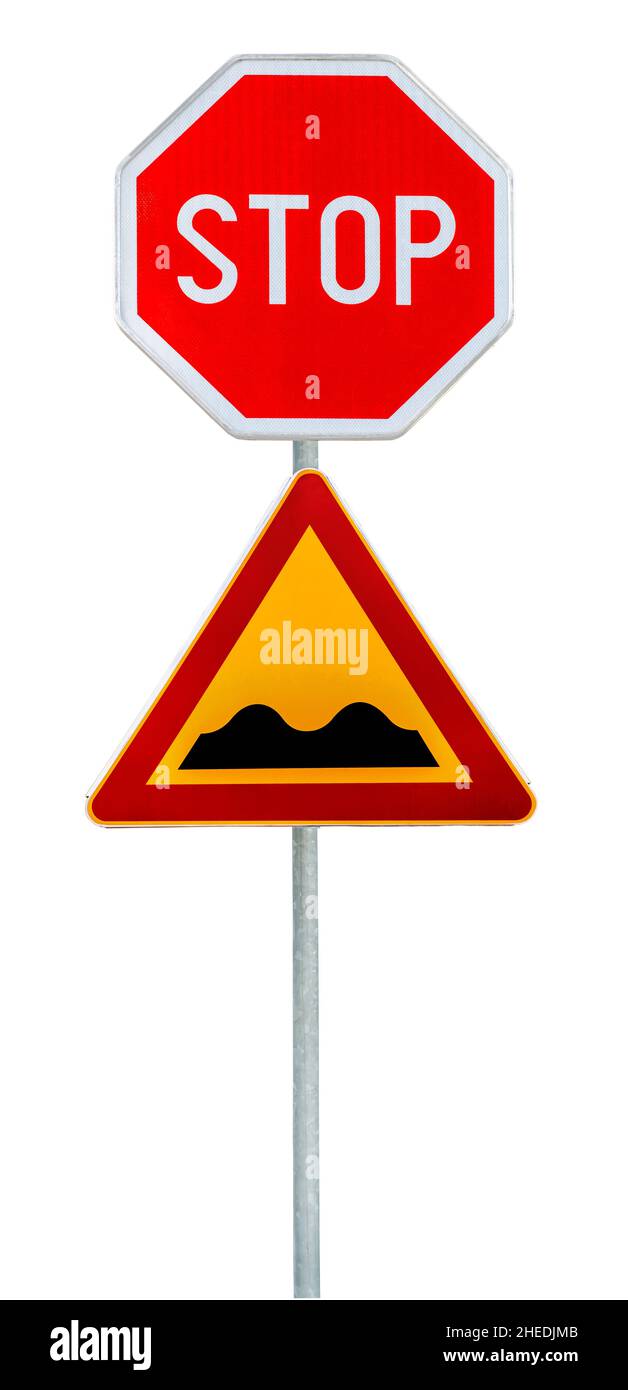 Red realistic stop road sign Stock Photo - Alamy