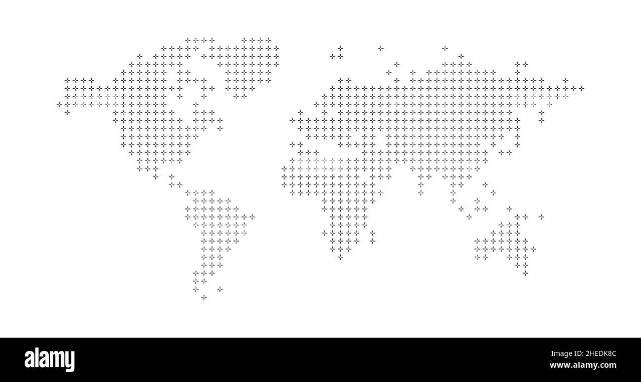 Vector world map template with crosses. Graphic design abstract art for ...