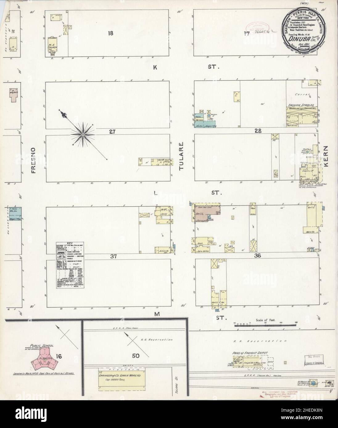 Sanborn Fire Insurance Map from Dinuba, Tulare County, California Stock ...