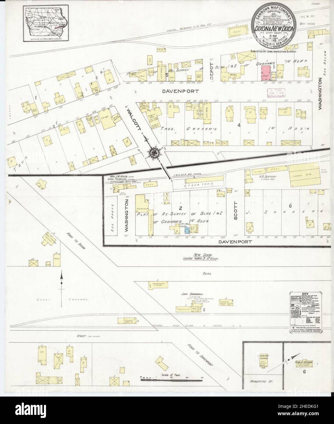 Sanborn Fire Insurance Map from Dixon, Scott County, Iowa Stock Photo ...
