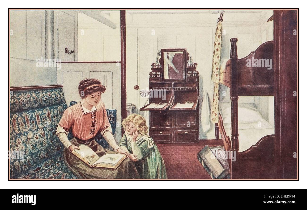 TITANIC Period Illustration of 2nd-Class stateroom on board the Olympic ...