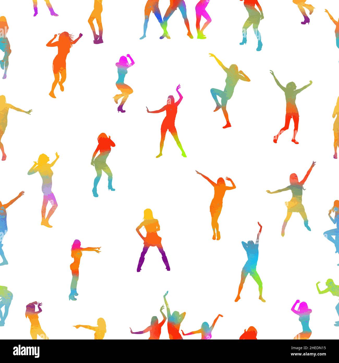 Seamless background multi-colored dancing people. Vector illustration ...