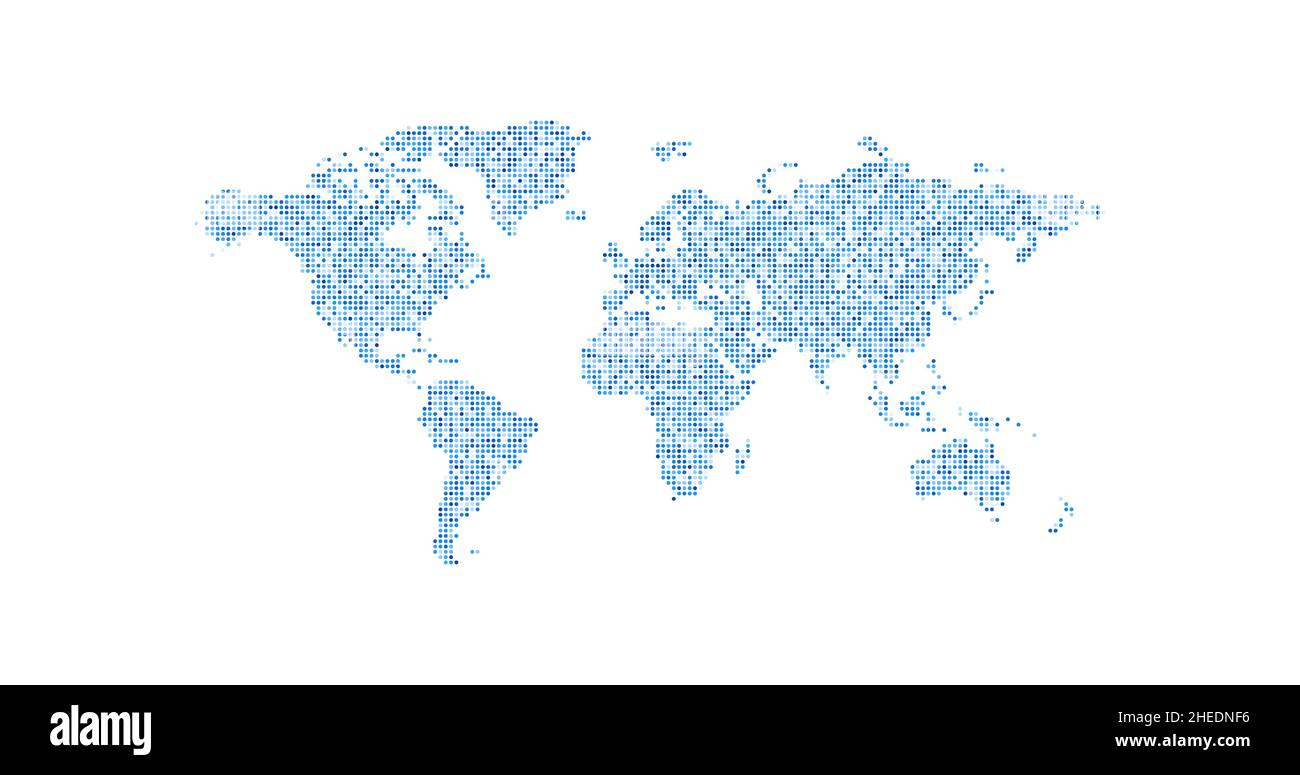 Dotted blue colored world map. Stock vector illustration isolated Stock ...