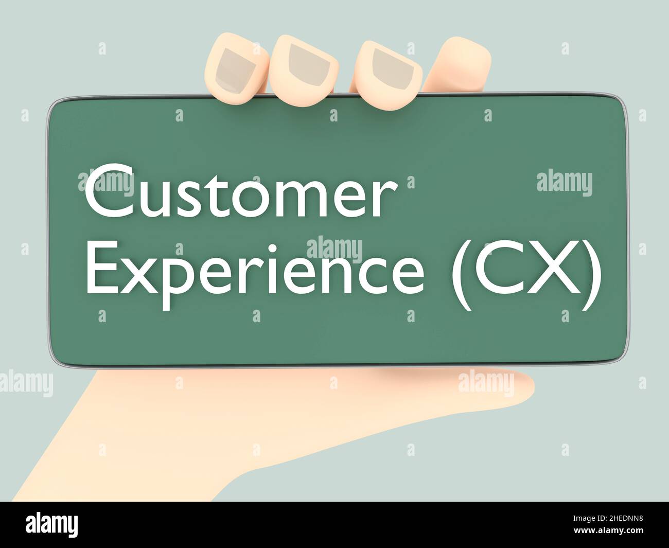 3D illustration of Customer Experience (CX) title on cellular screen ...