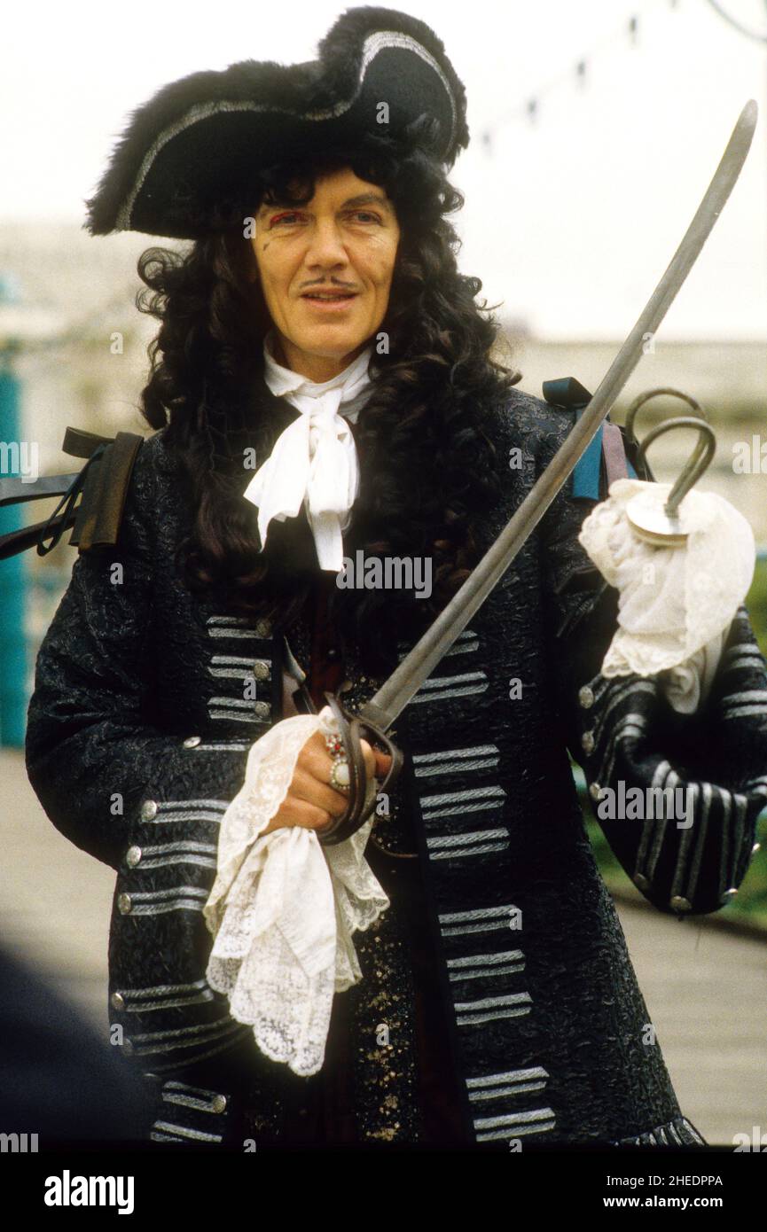 Actor Maurice Colbourne as Captain Hook in Birmingham Rep pantomime ...