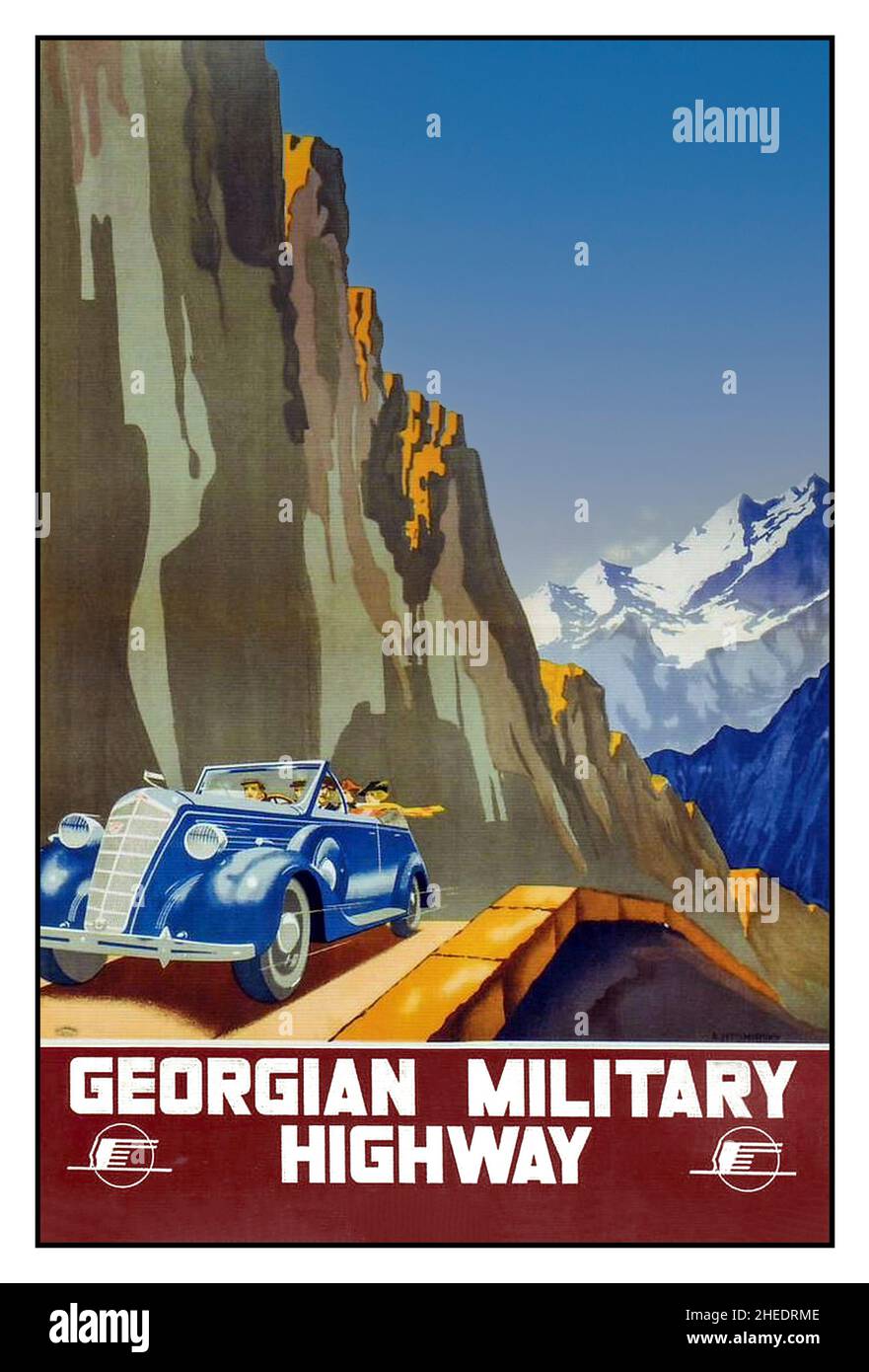 1932 georgian military highway ussr travel poster hi-res stock ...