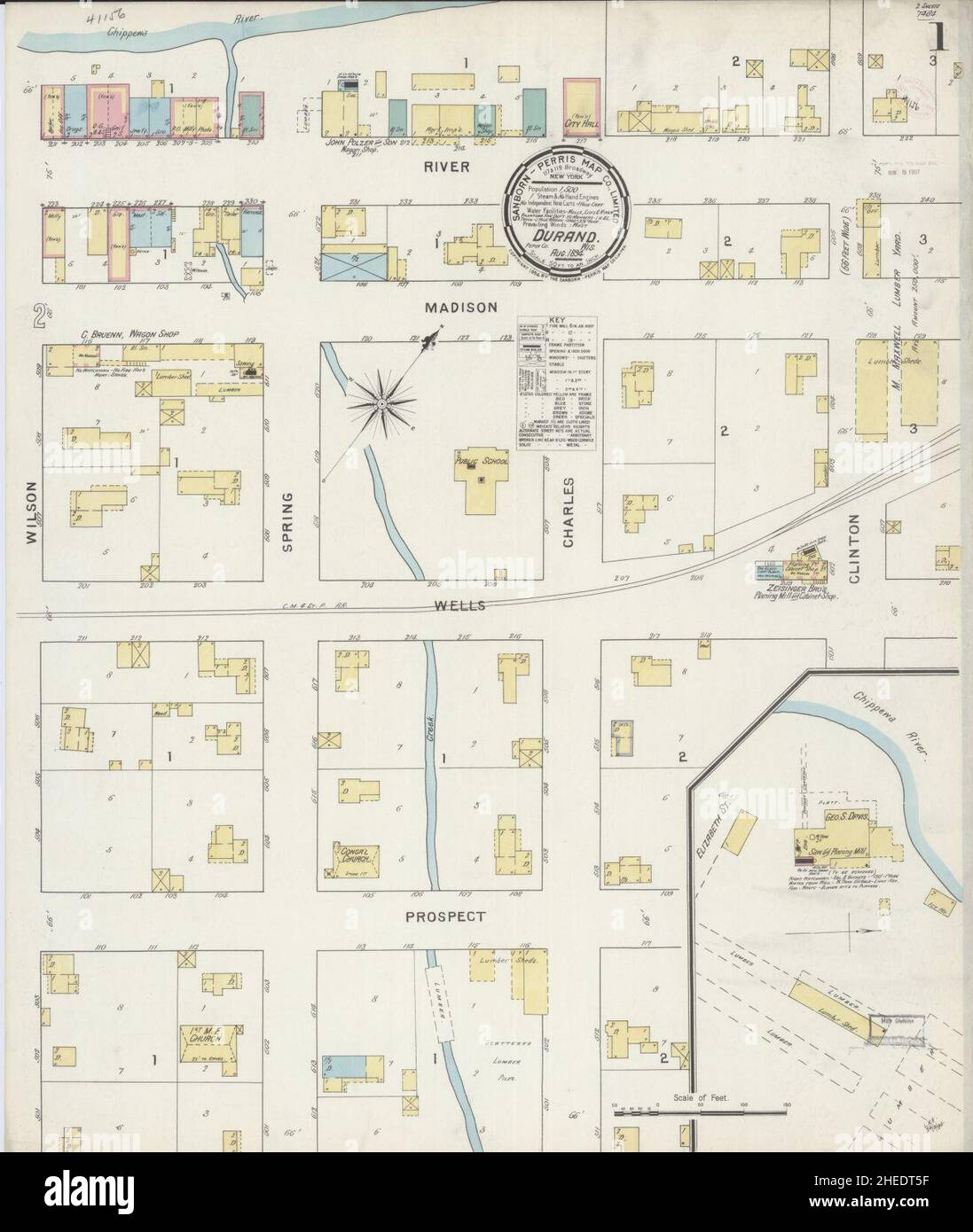 Sanborn Fire Insurance Map from Durand, Pepin County, Wisconsin Stock ...