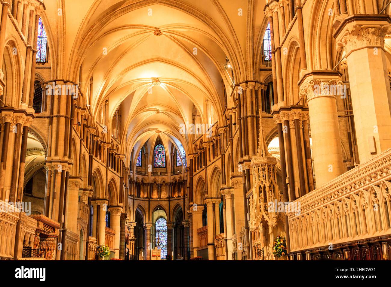 Interior of Canterbury Cathedral. The Quire through to the Trinity ...