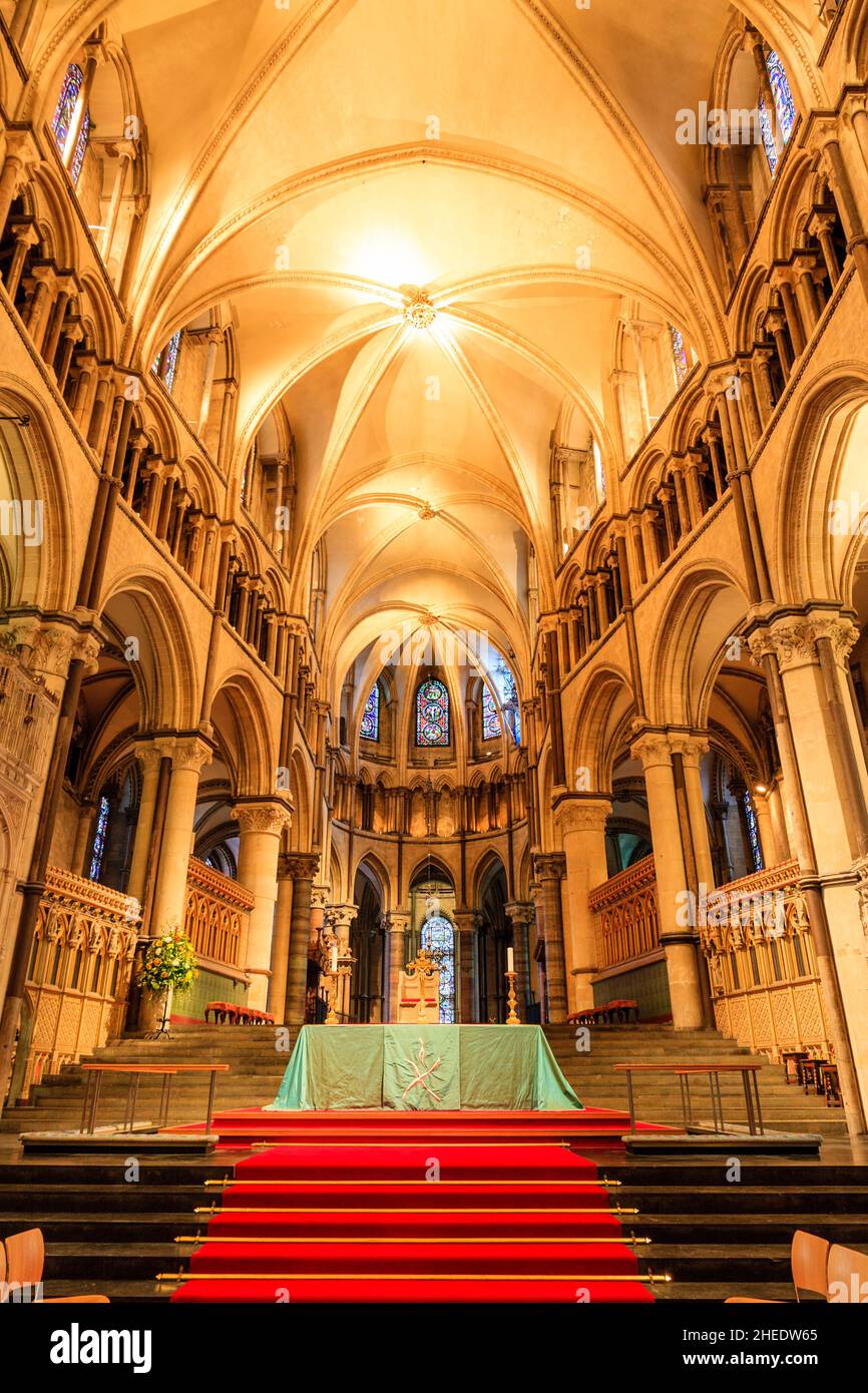 Interior of Canterbury Cathedral. The Quire and Trinity Chapel with the ...