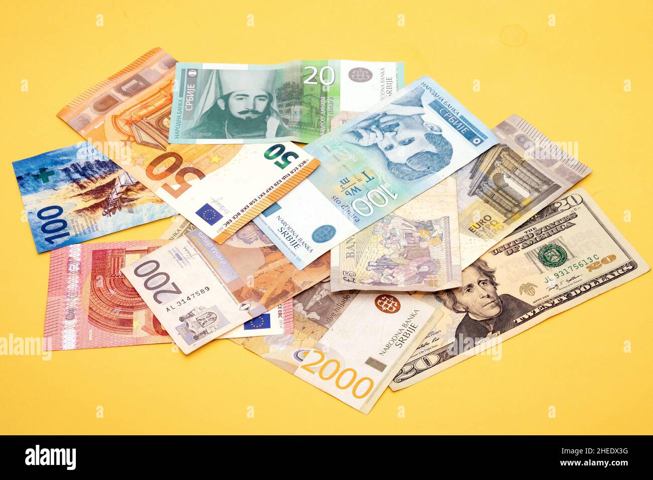 Large pile of different international currencies paper banknotes Stock ...