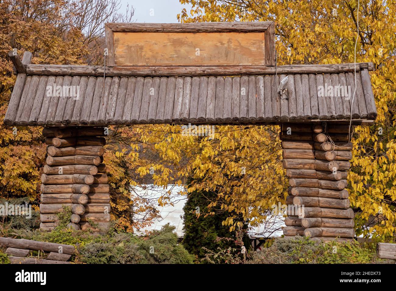 Old wooden fence gate outdoors in rural forest road Stock Photo - Alamy