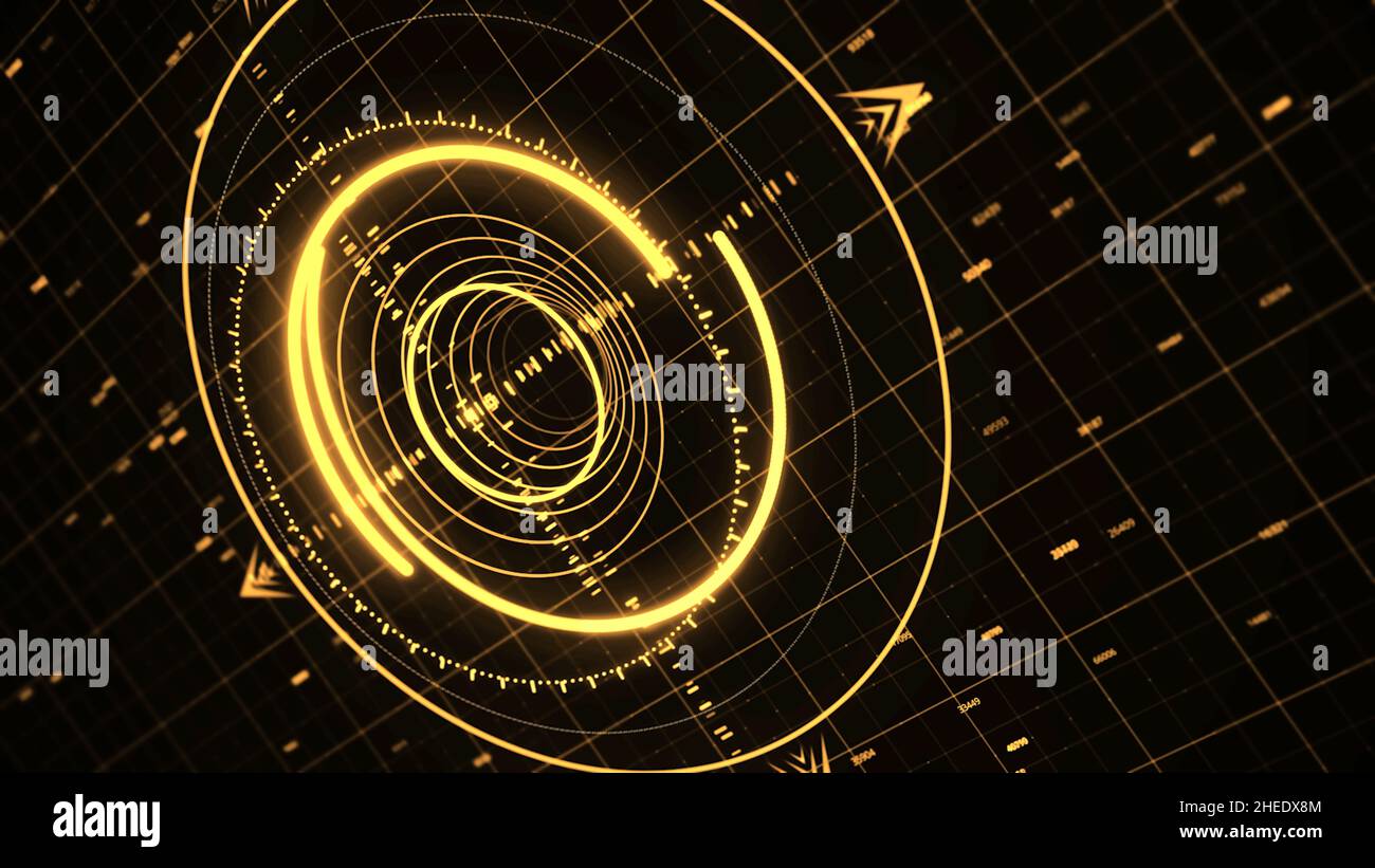 Digitally generated animation of targeting system with a yellow glow ...