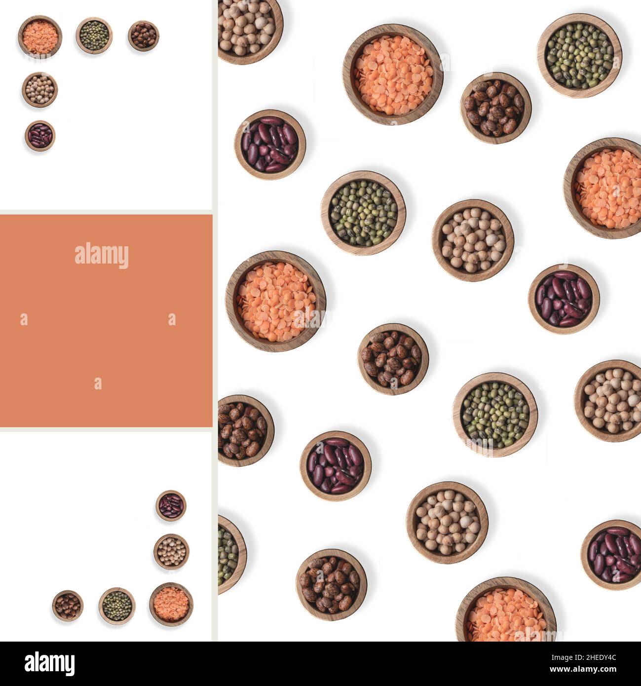 Legumes. Collage of three images. Various dried legumes - beans ...