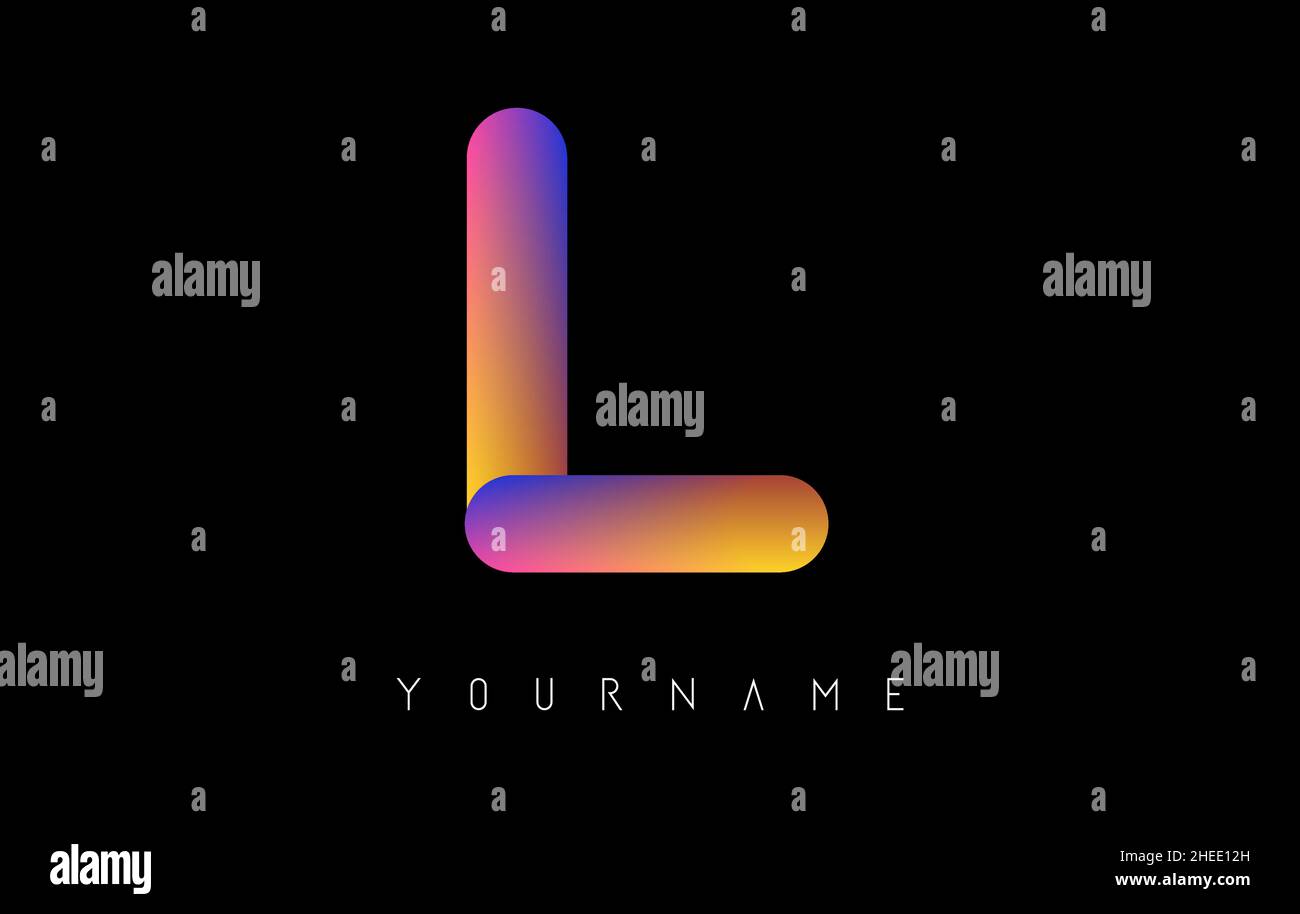 Letter L logo with rainbow 3d gradient. Creative vector illustration ...