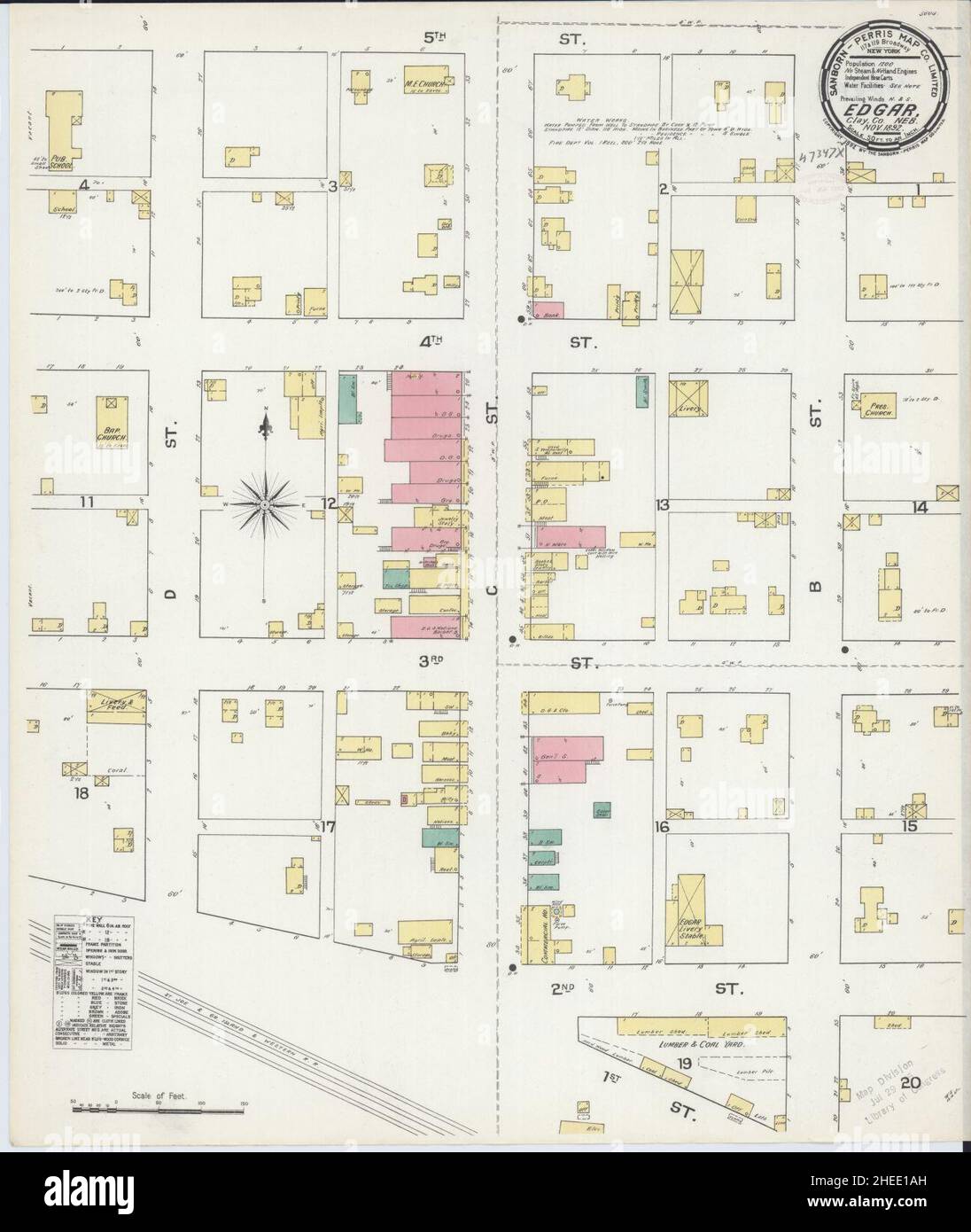 Sanborn Fire Insurance Map from Edgar, Clay County, Nebraska Stock ...