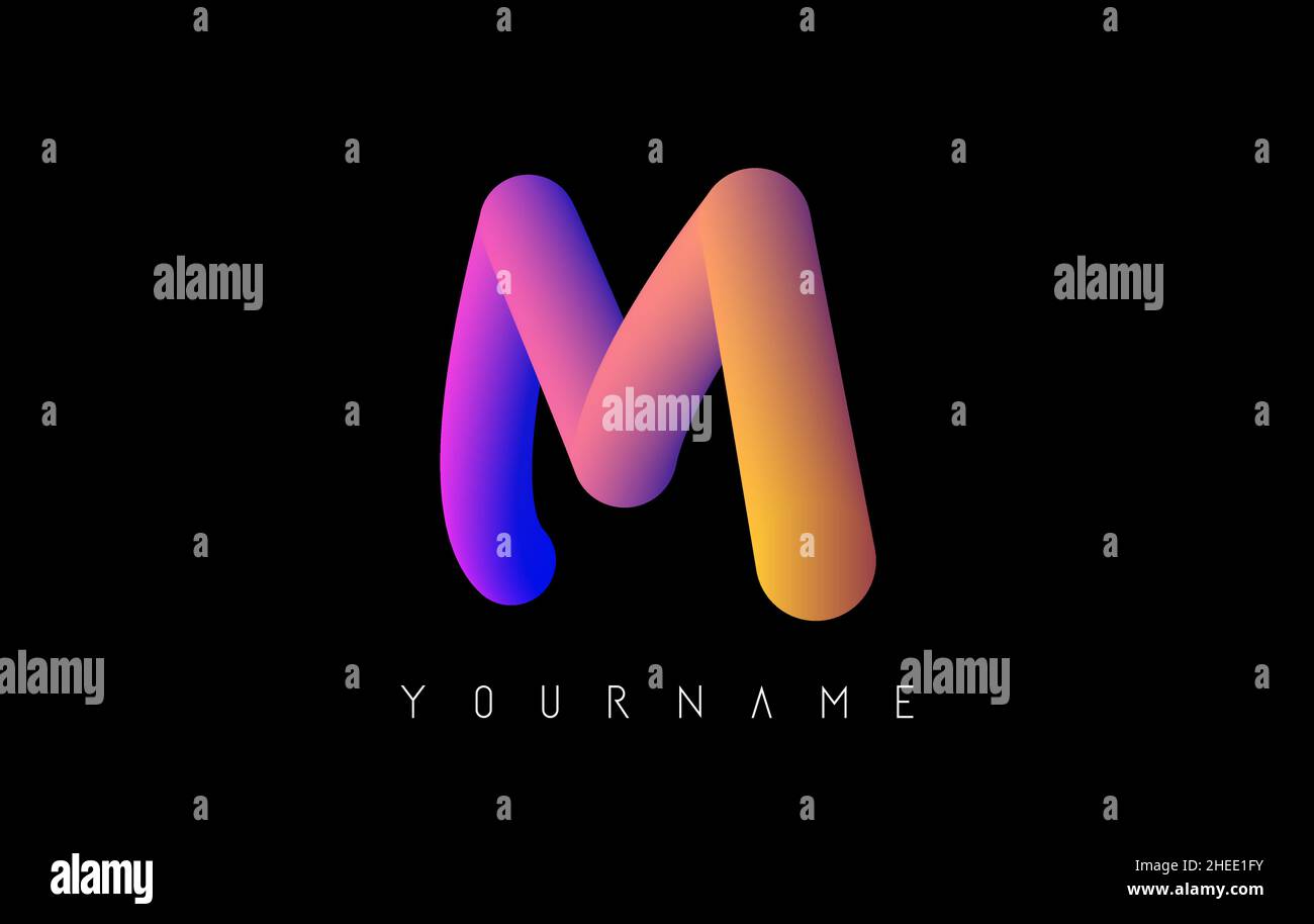 Letter M logo with rainbow 3d gradient. Creative vector illustration ...