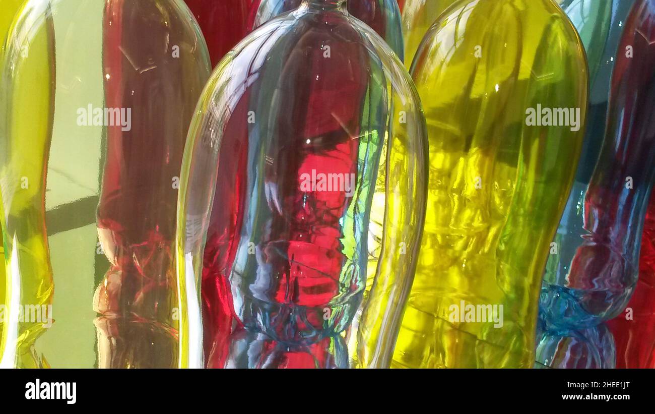 Interesting color effects: Glass bottles Stock Photo - Alamy