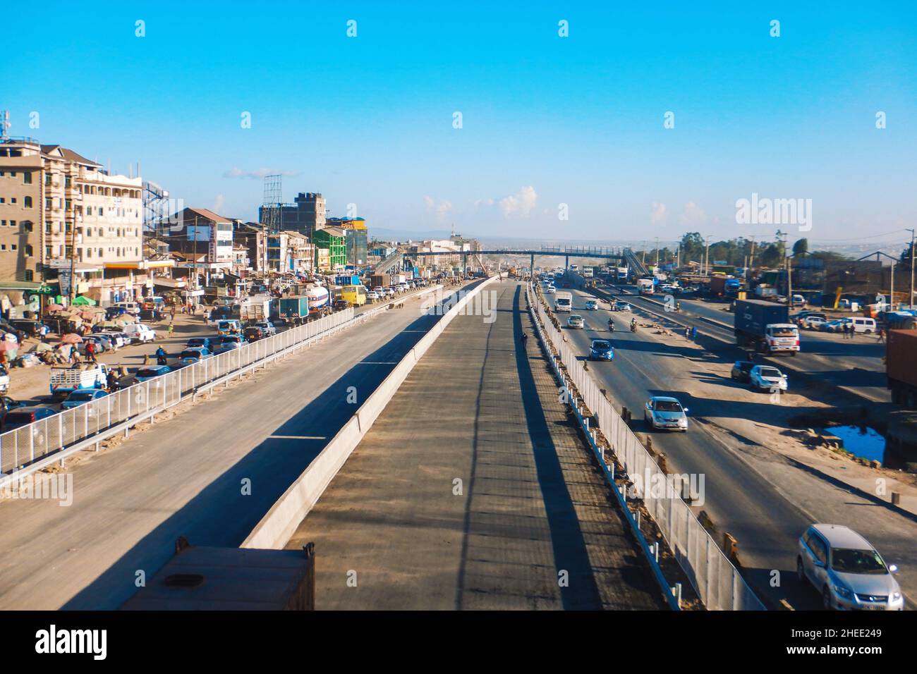 A high angle view of the busy Nairobi Mombasa highway in Kenya Stock ...