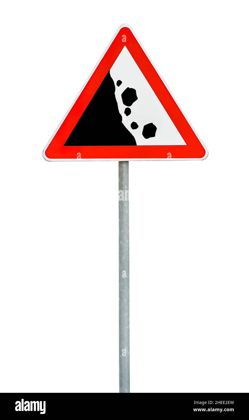 Road sign falling rocks hi-res stock photography and images - Alamy