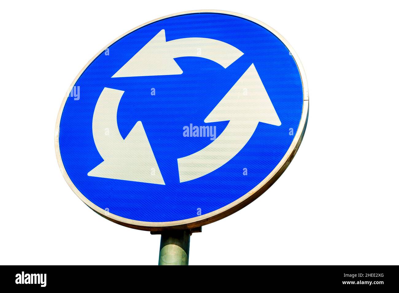 Roundabout crossroad road traffic sign Stock Photo - Alamy