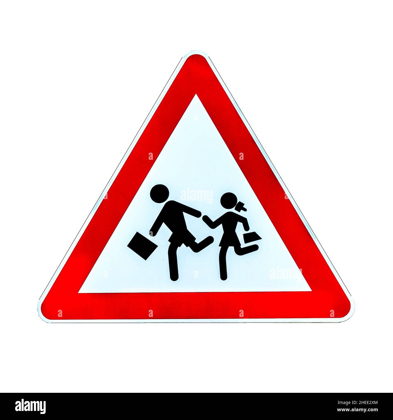 Pedestrian Danger Sign, red triangle safety traffic sign isolated on ...