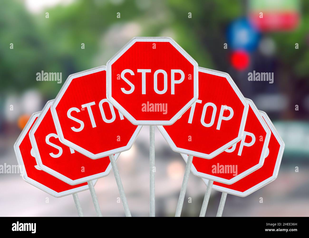 Car stop stop sign Stock Photo - Alamy