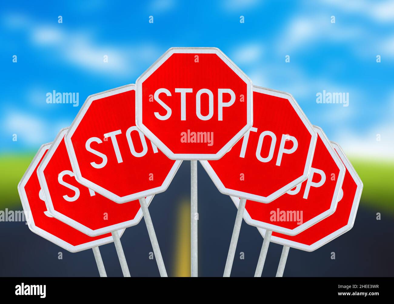 Car stop stop sign Stock Photo - Alamy