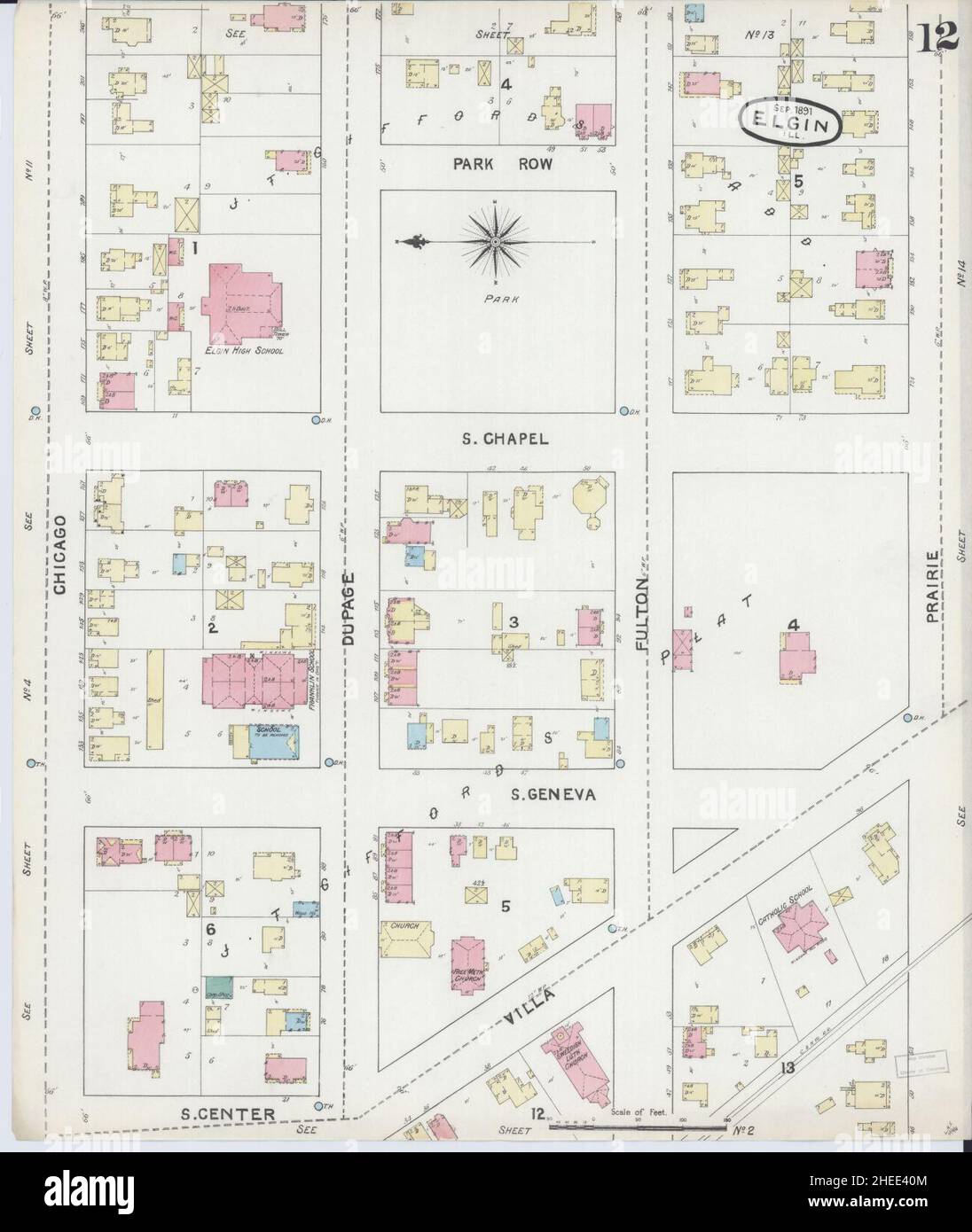 Sanborn Fire Insurance Map from Elgin, Kane County, Illinois Stock ...