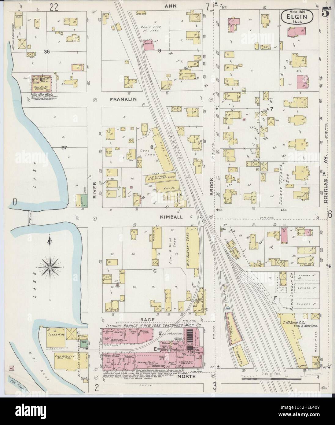 Sanborn Fire Insurance Map from Elgin, Kane County, Illinois Stock ...