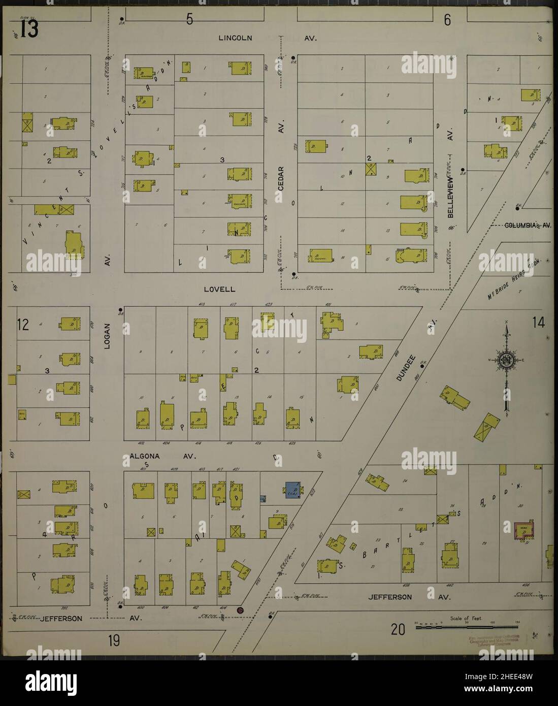 Sanborn Fire Insurance Map from Elgin, Kane County, Illinois Stock ...