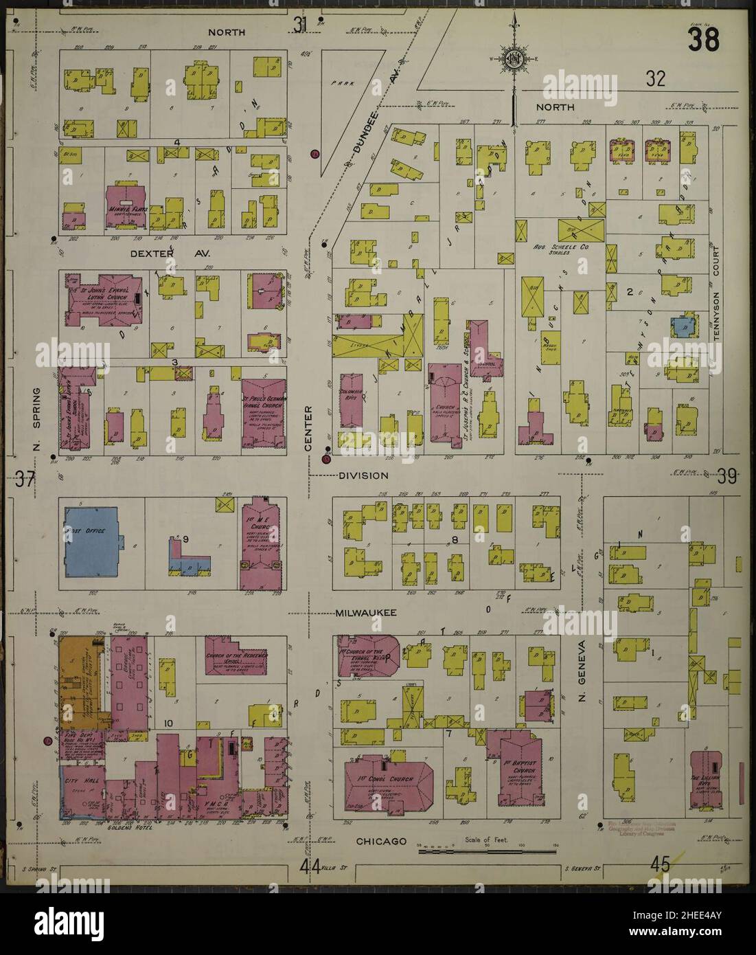 Sanborn Fire Insurance Map from Elgin, Kane County, Illinois Stock ...