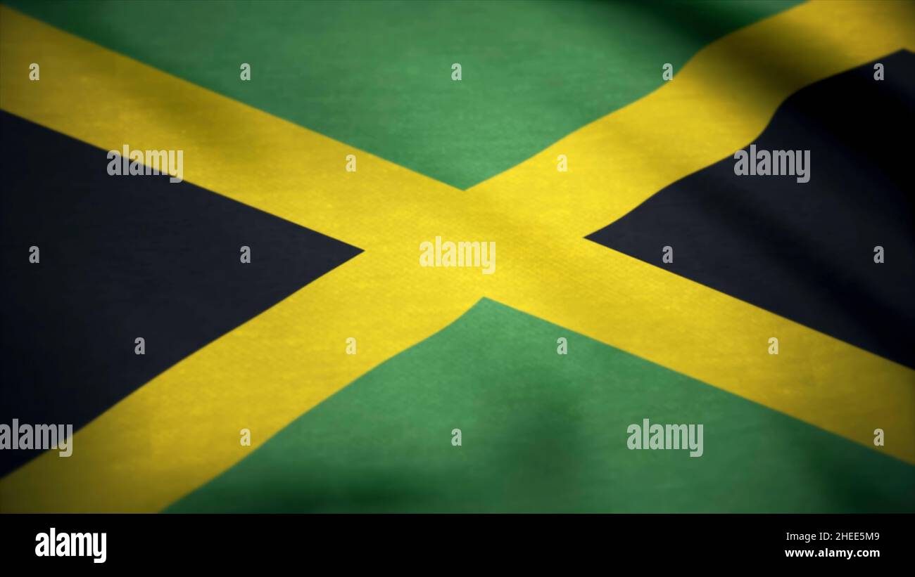 Flag of Jamaica. Beautiful 3d animation of Jamaica in loop mode ...