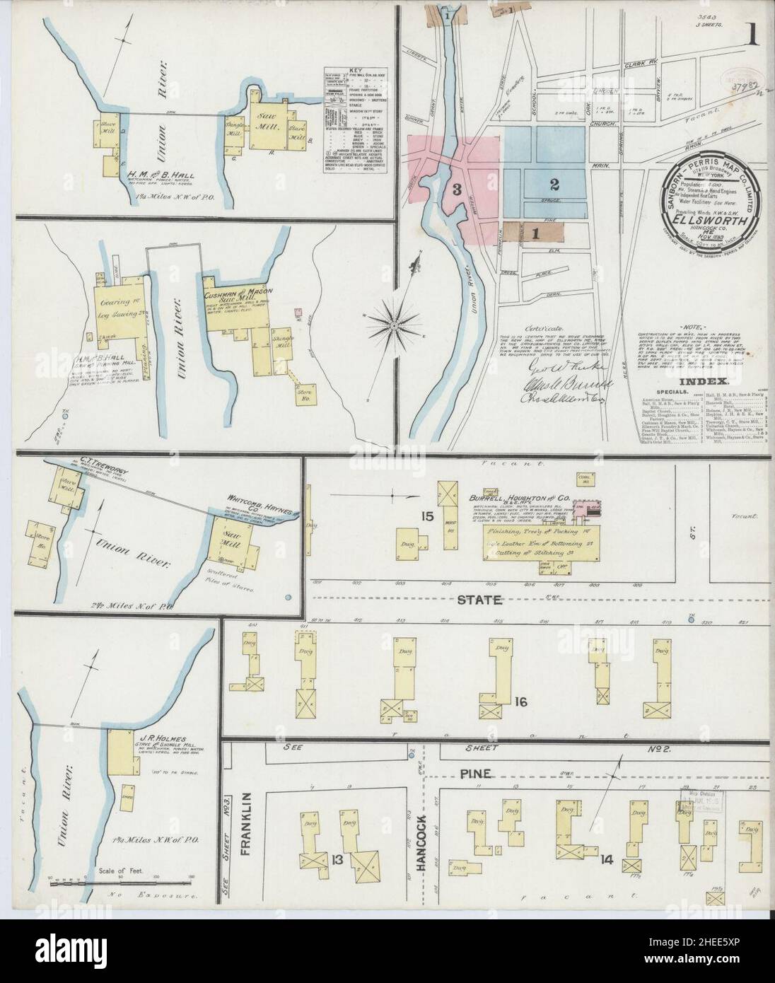 Ellsworth maine map hi-res stock photography and images - Alamy