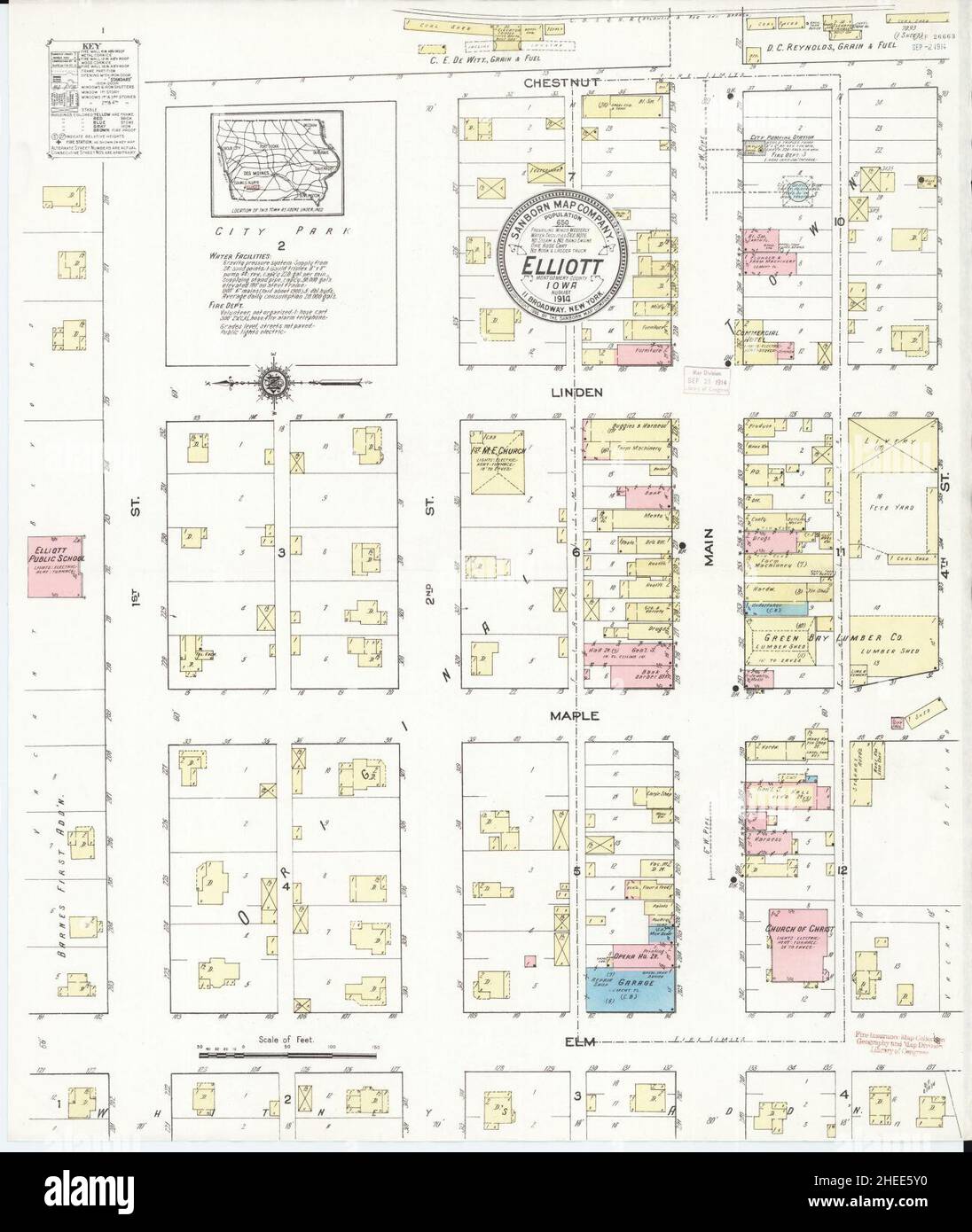 Sanborn Fire Insurance Map from Elliott, Montgomery County, Iowa Stock ...