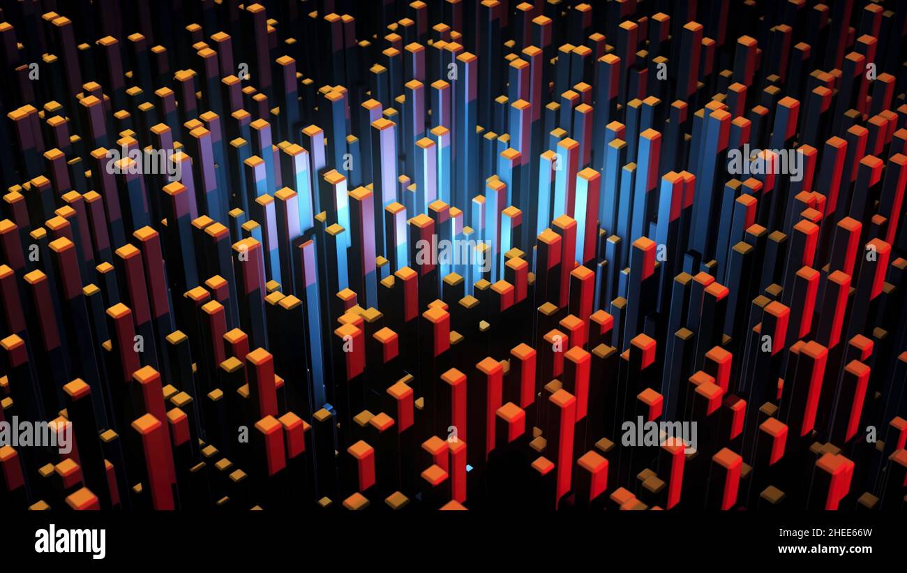 Many abstract rectangular blocks, optical Illusion, modern computer ...