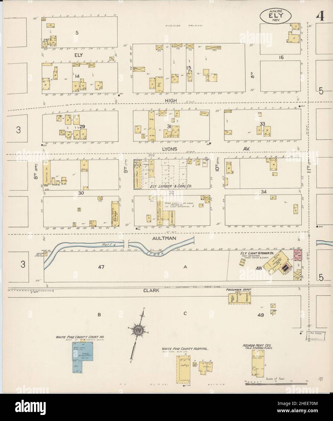 Sanborn Fire Insurance Map from Ely, White Pine County, Nevada Stock ...