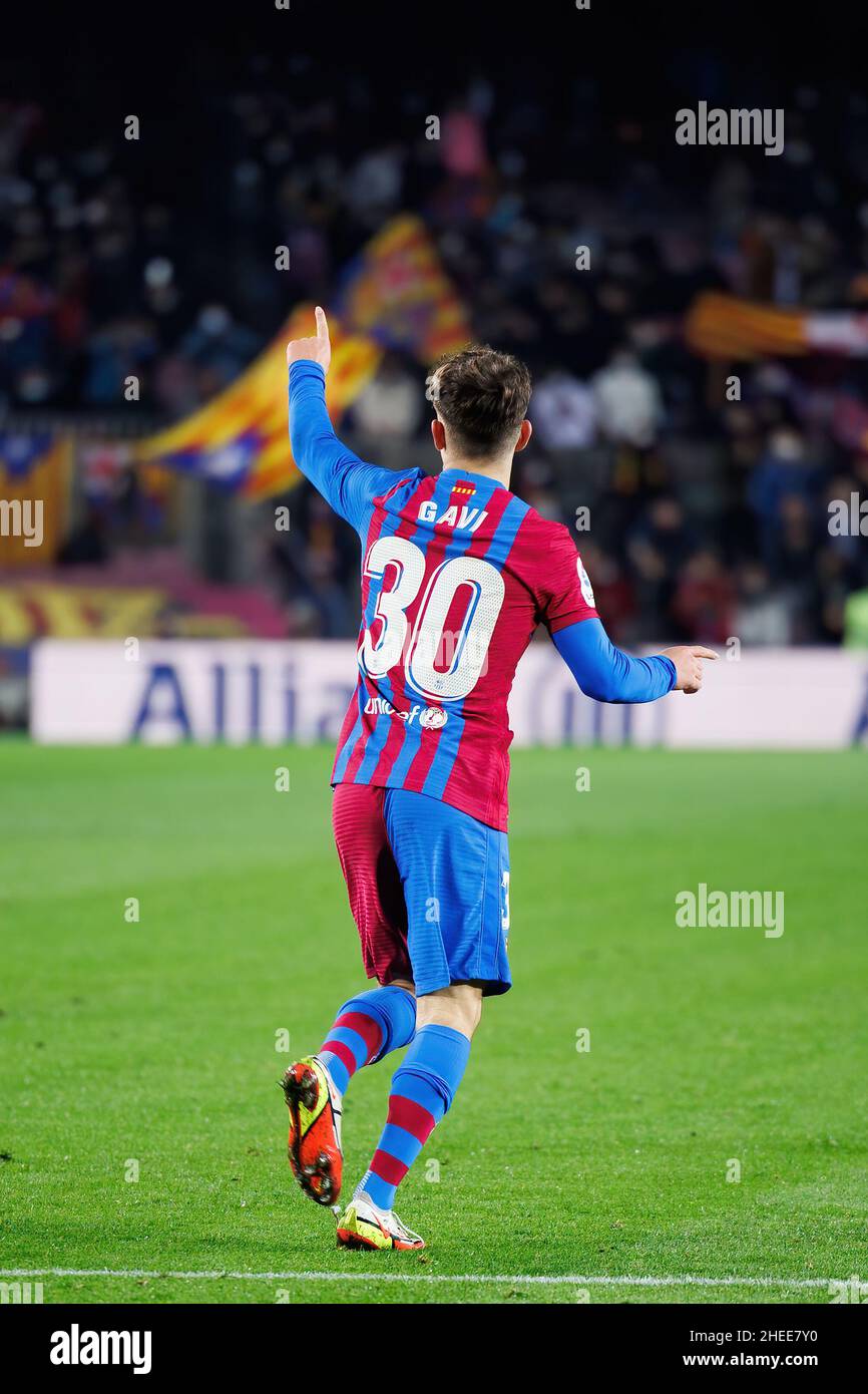 BARCELONA - DEC 18: Pablo Paez Gavi celebrates after scoring a goal at ...