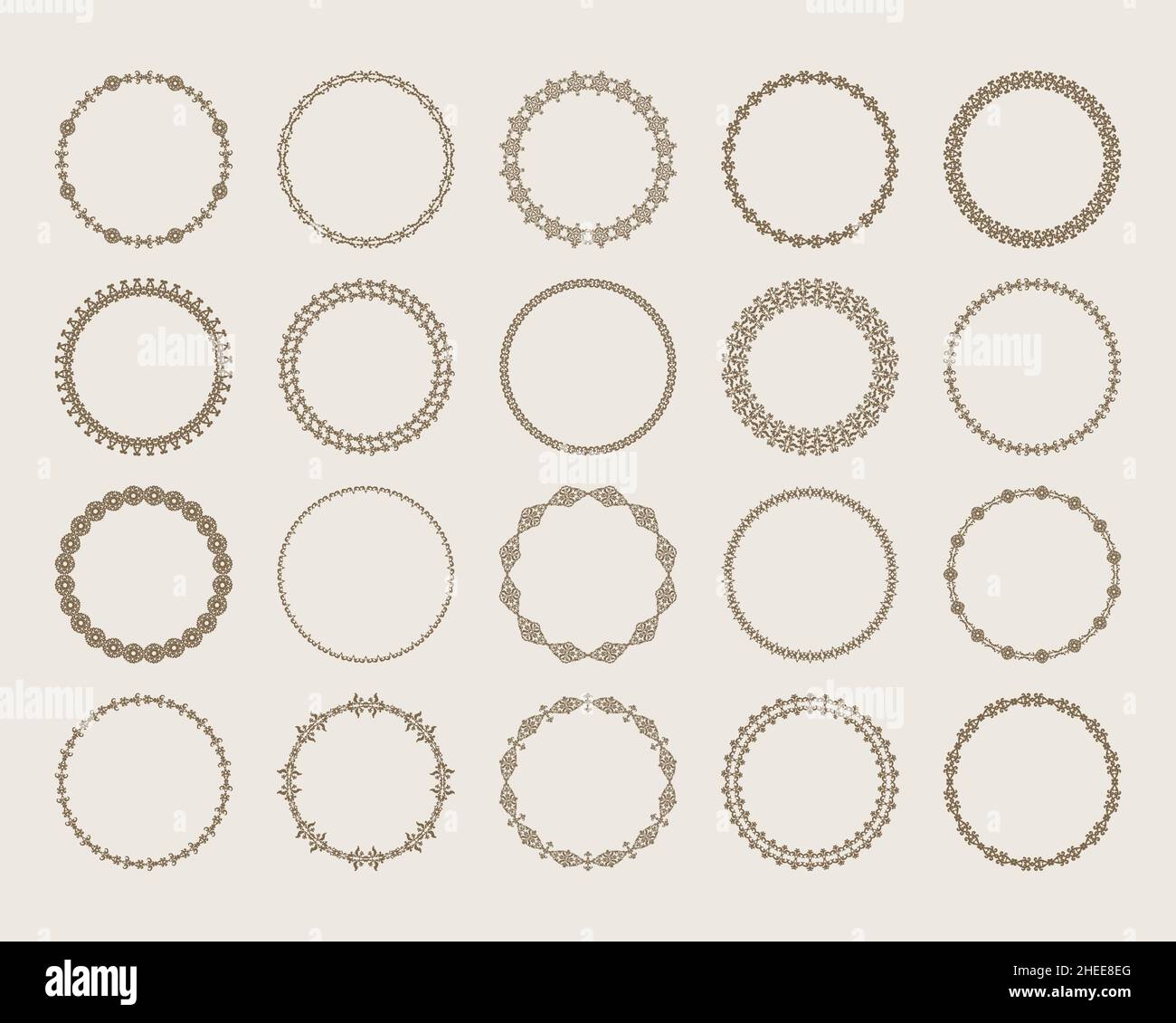 Large set of decorative ornament borders. Elegant abstract round ...