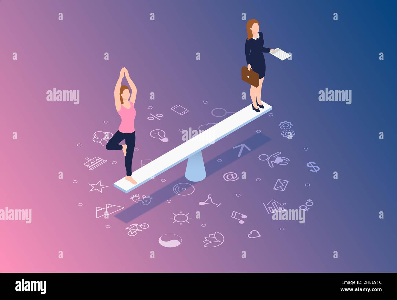 Work Life Balance Concept - Woman Trying to Balance Her Life Needs with ...