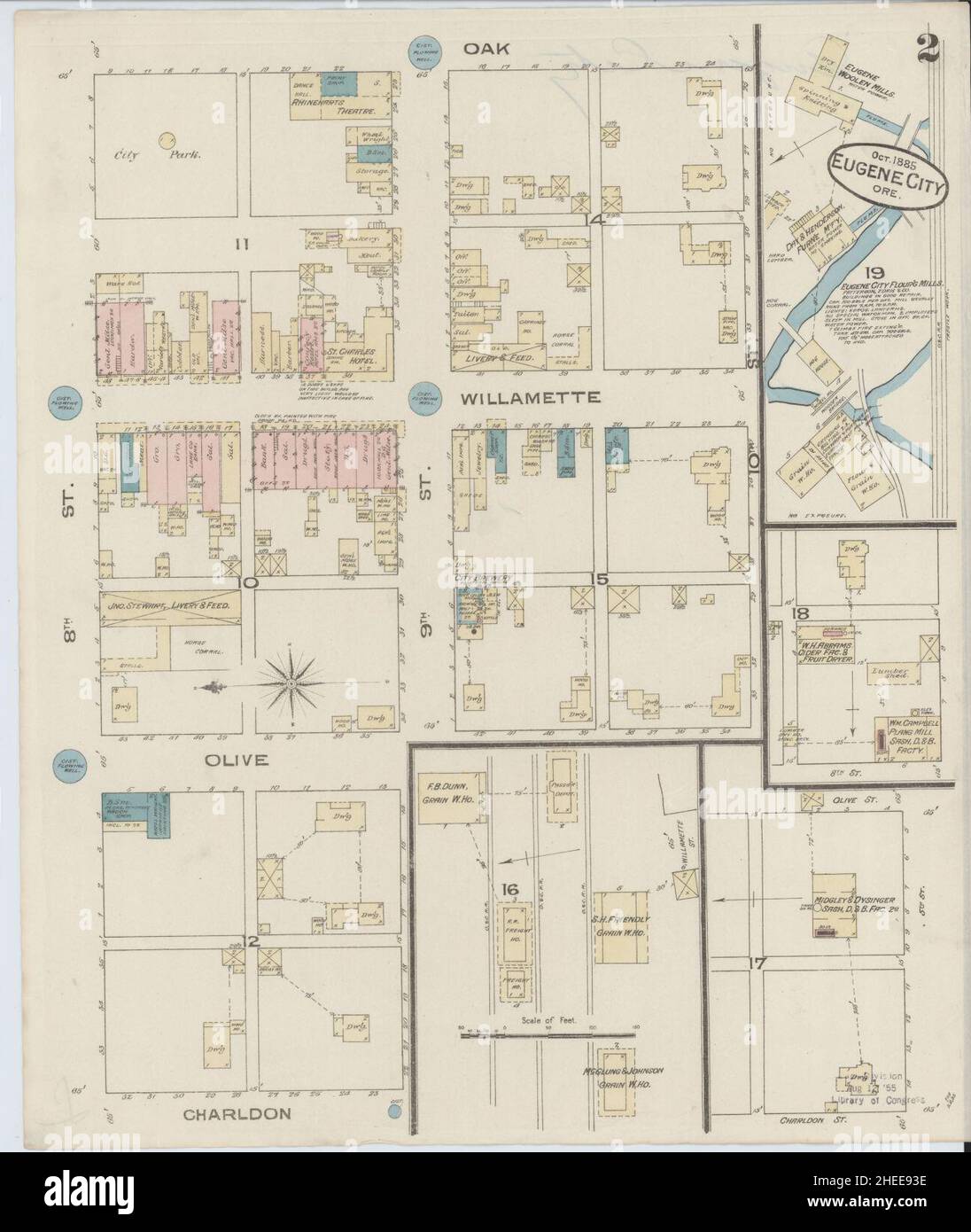 Sanborn Fire Insurance Map from Eugene, Lane County, Oregon Stock Photo ...
