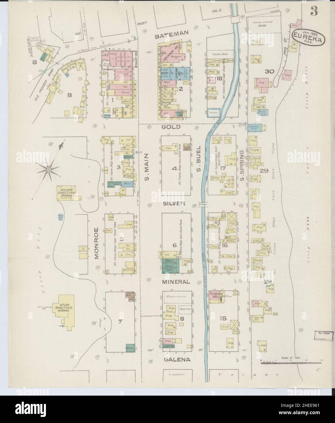 Sanborn Fire Insurance Map from Eureka, Eureka County, Nevada Stock ...