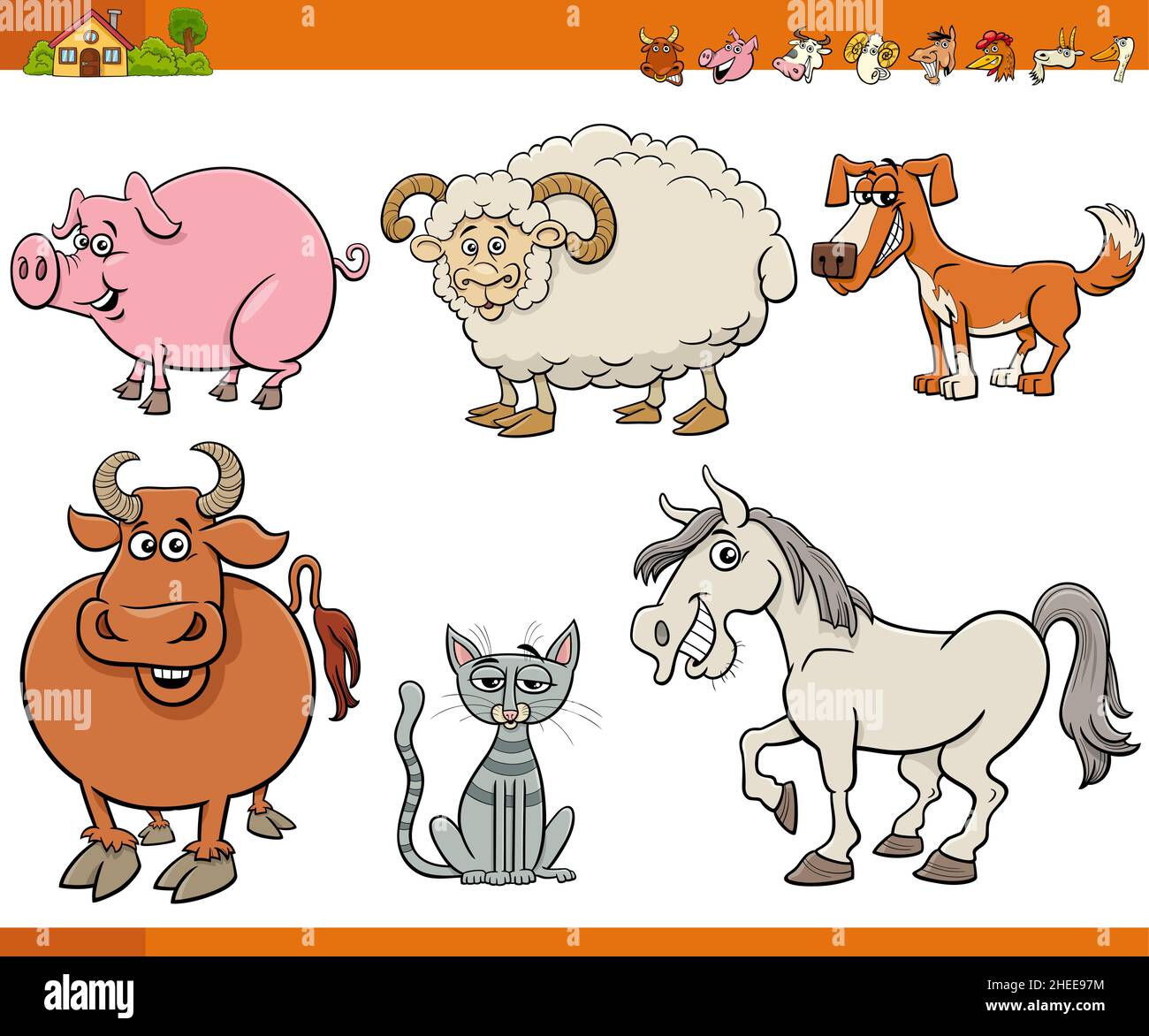 Cartoon illustration of farm animals comic characters set Stock Vector ...