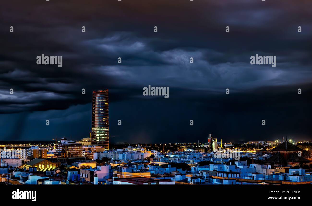 Spectacular view of Historic Triana Neighborhood and Seville city ...