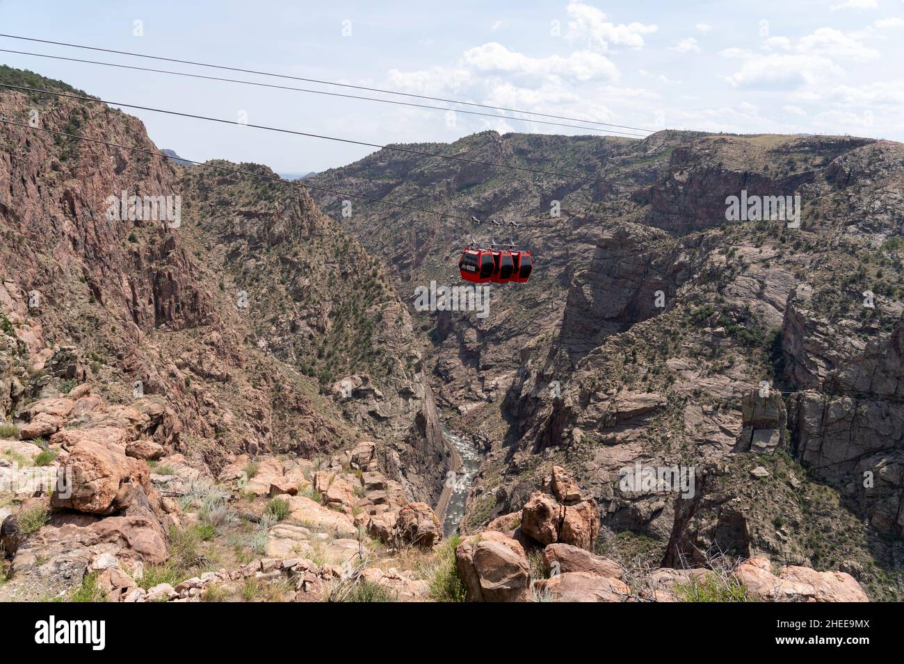 The Aerial Gondolas in Royal Gorge Bridge and Park in Colorado Stock ...