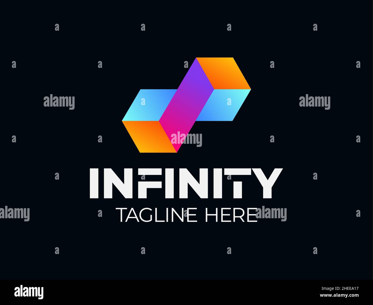 infinity cube logo. 3D Geometric Infinity Cube Hexagon vector logotype ...