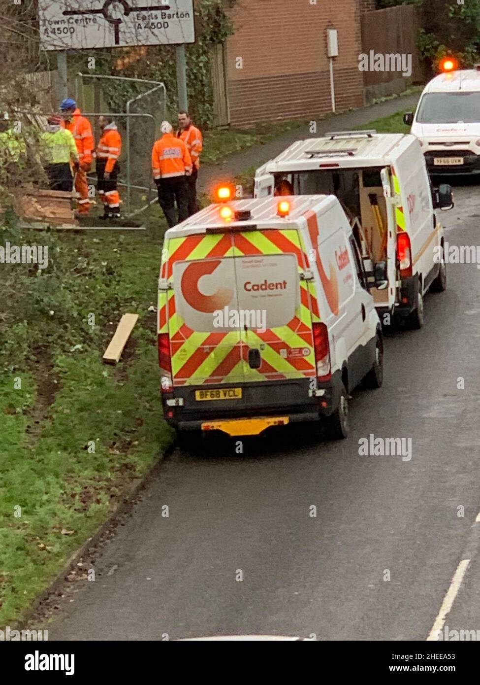 Electricity repair vans Northampton UK damaged building repairing van ...