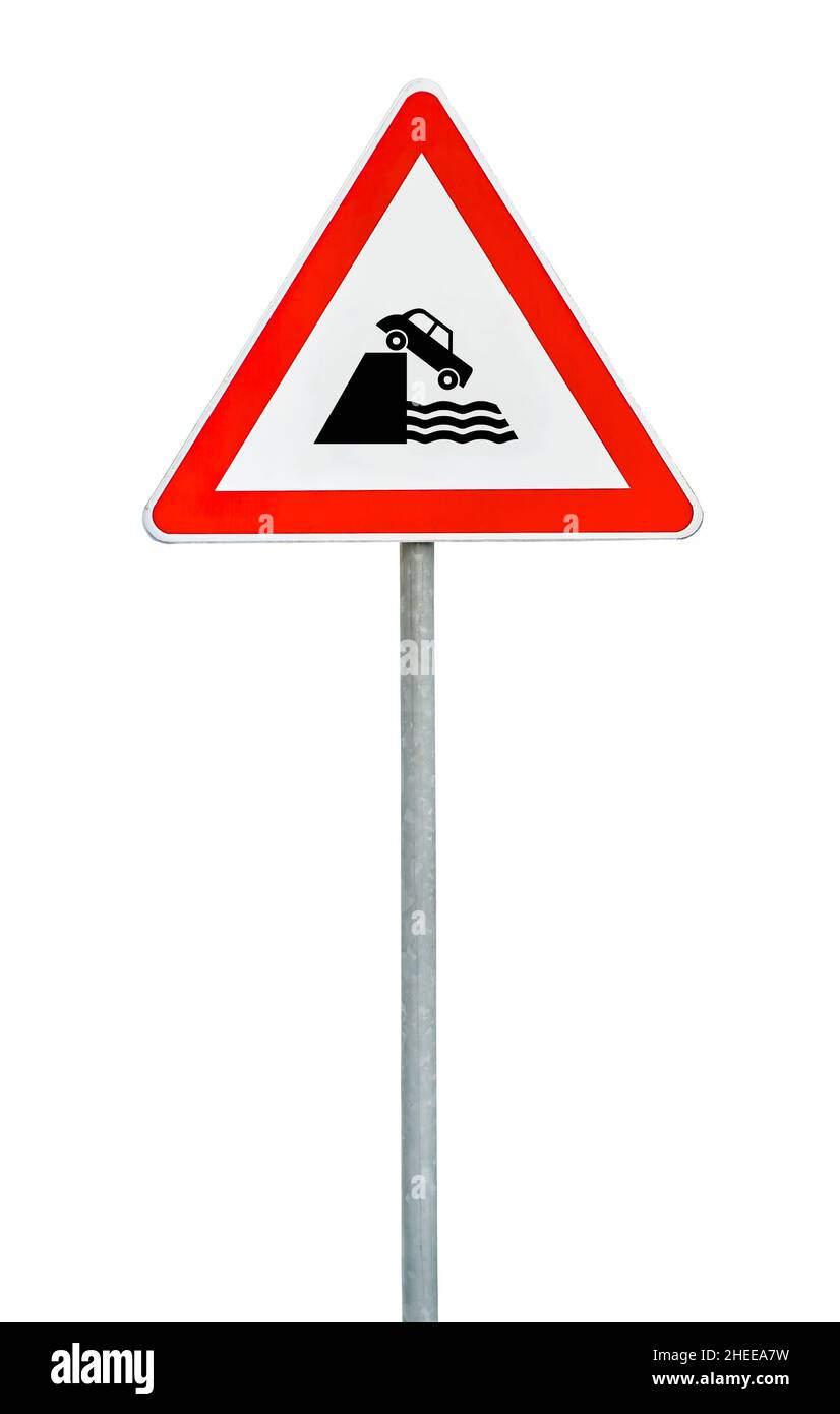 Triangle on rod road sign swing bridge Stock Photo - Alamy