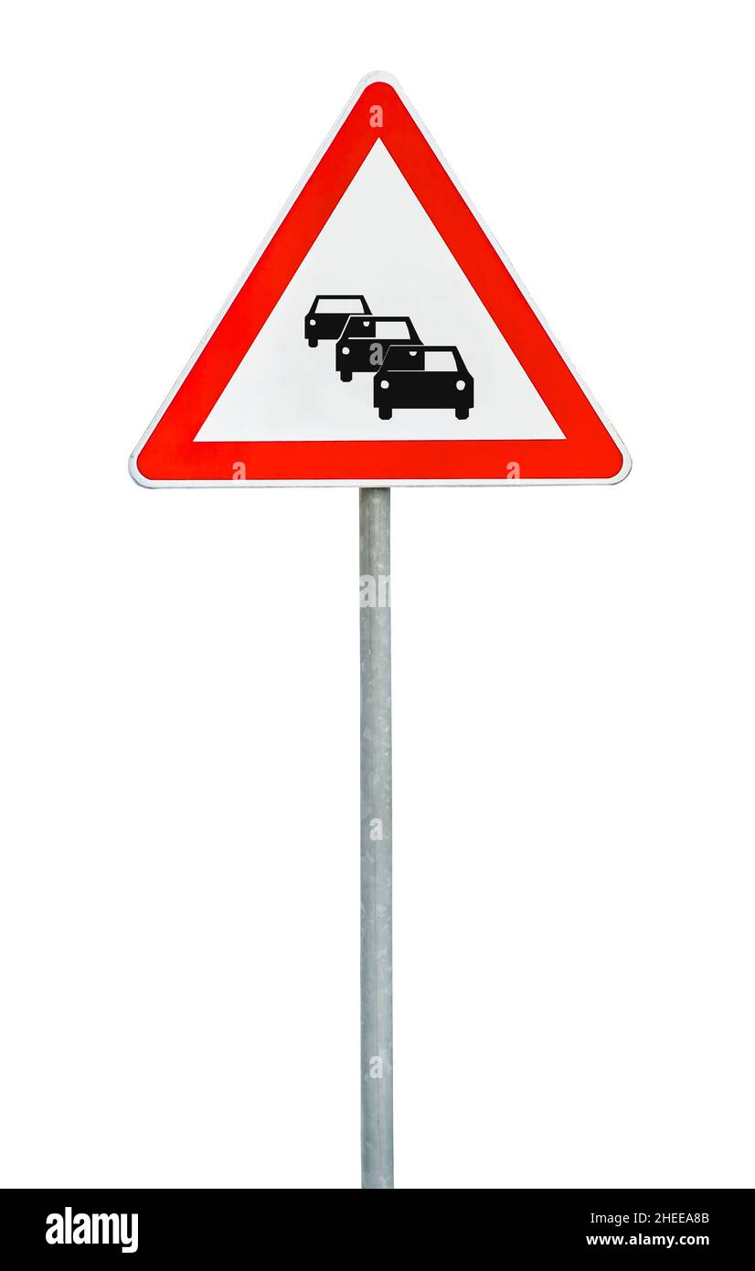 Triangle road sign automobil Stock Photo - Alamy
