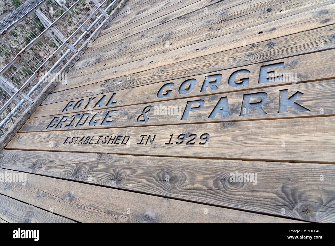 The letters of Royal Gorge Bridge written on the Bridge Stock Photo - Alamy